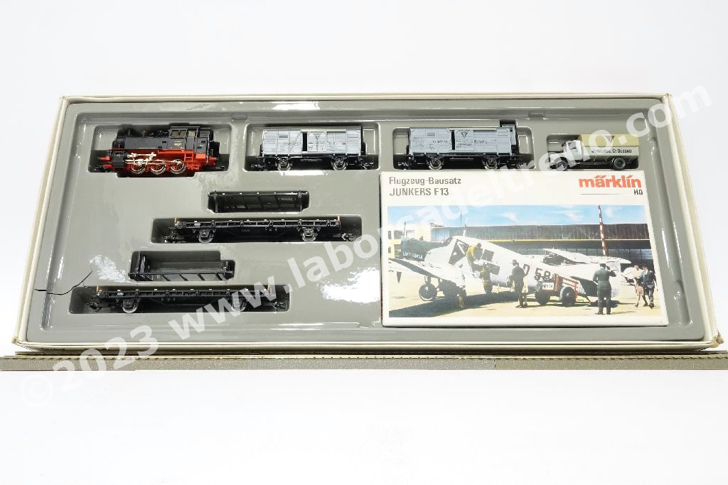 Marklin - 2866 Set trasporto aereo Junkers F13 della DRG con Br 80, carri chiusi e carri pianale ...