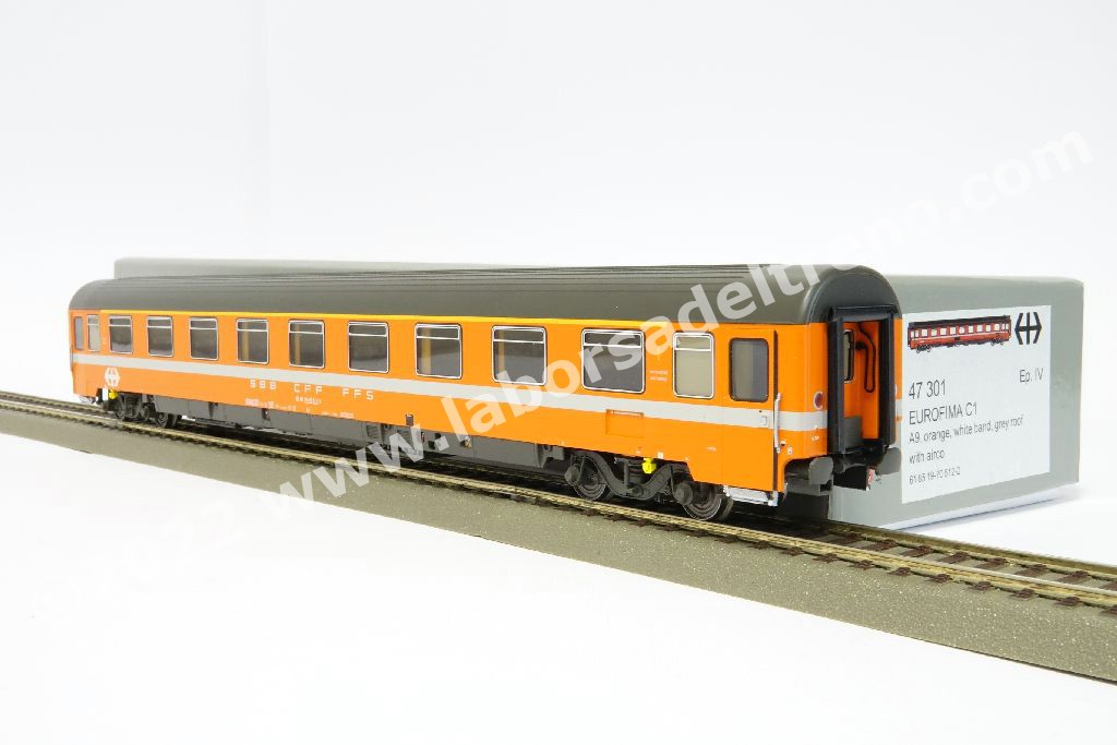 Ls models - 47301 Carrozza tipo Eurofima di 1a cl. SBB, livrea arancio C1, vecchio logo, ep. IV/V
