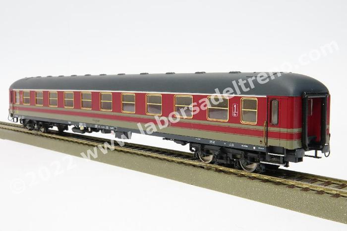 Roco - 44736 Carrozza tipo X di 1a cl. FS, livrea grigio/rosso fegato, logo inclinato, ep. V