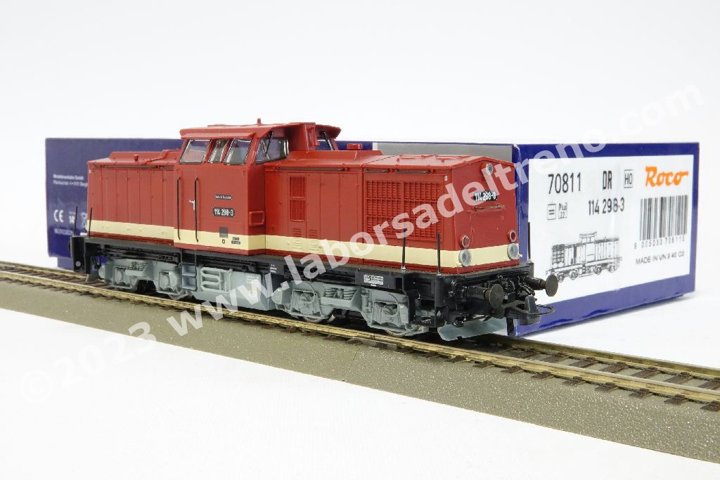 Roco - 70811 Locomotiva diesel DR Br 114, livrea bourdeaux con fascia ...