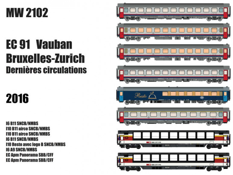 Models world - 2102 Convolgio 'EC 91 Vauban Bruxelles-Zurich' delle SBB ...
