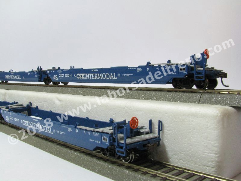 Athearn - 91108 Set 5 carri husky maxi III blu CSX INTERMODAL