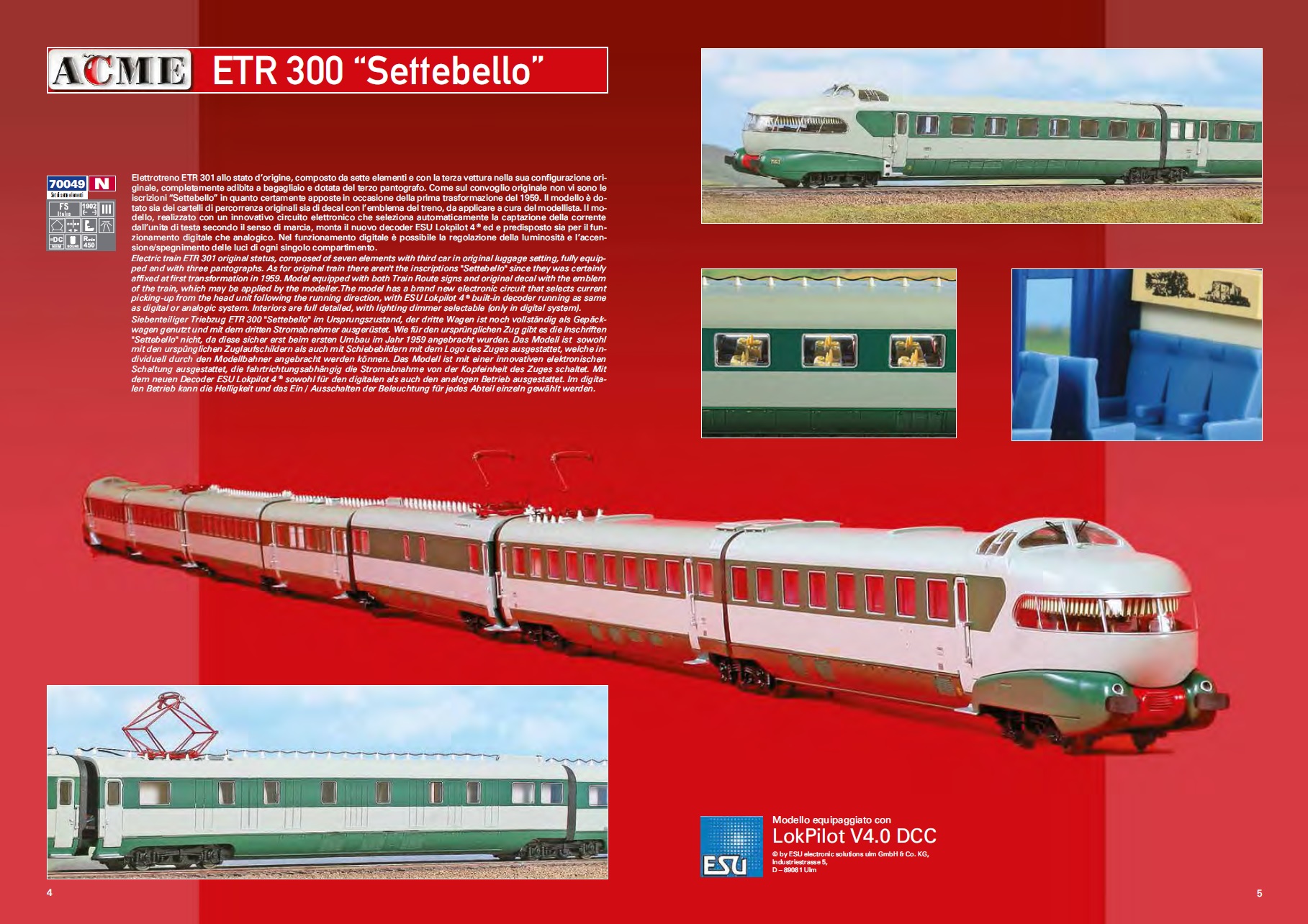 Acme - 70049 Elettrotreno ETR 300 Settebello delle FS, livrea grigio ...