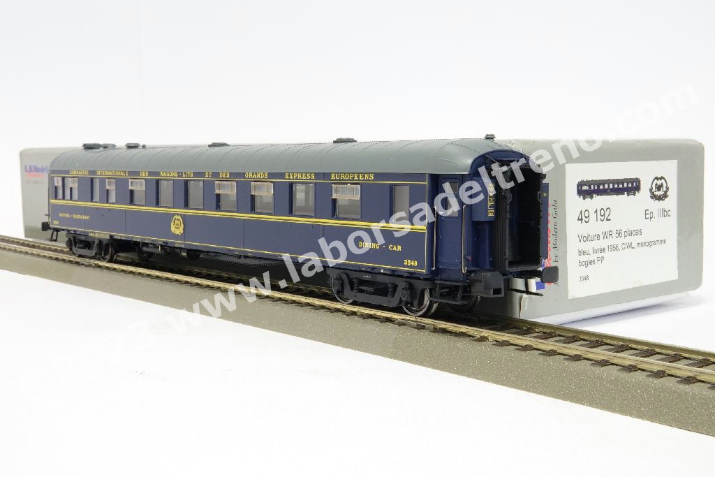 Ls models - 49192 Carrozza ristorante CIWL 3348 a 56 posti, livrea blu con fregi, tetto scuro ...