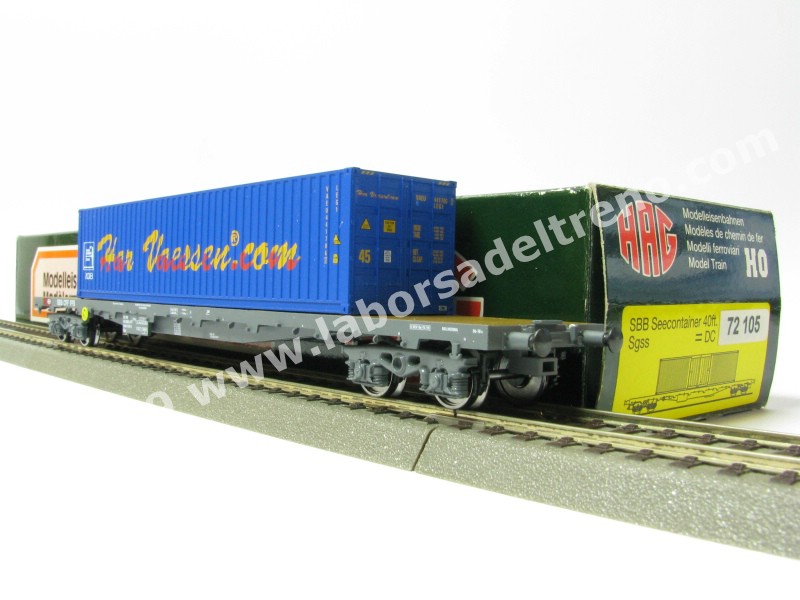 Hag - 72105 Carro pianale a carrelli tipo Sgs delle SBB con carico di ...