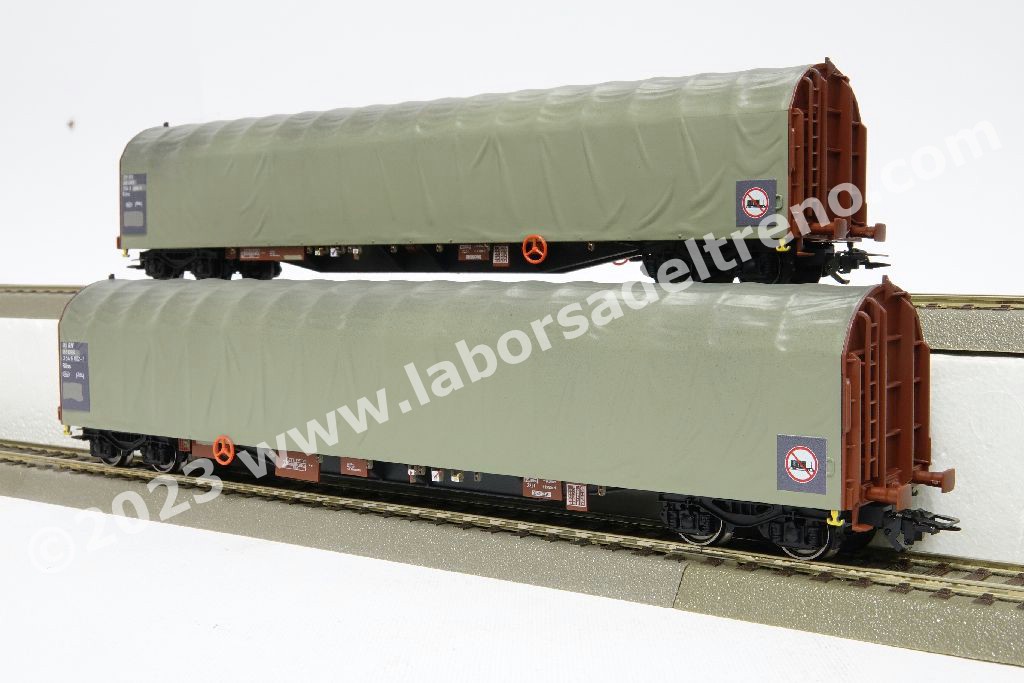 Marklin - 47114 Coppia carri telonati DSB tipo Rils, telo grigio con ...
