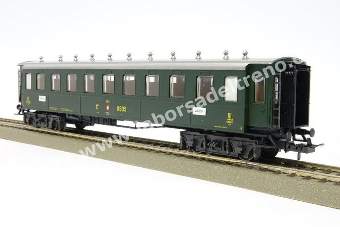 Trix - 23314 Carrozza tipo Historic di 3a cl. SBB, livrea verde, ep. II/III