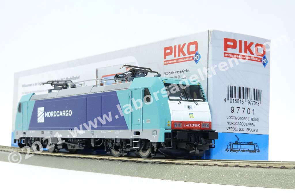 Piko - 97701 locomotiva elettrica E 483 008, NORDCARGO, livrea verde/blu, epoca VI