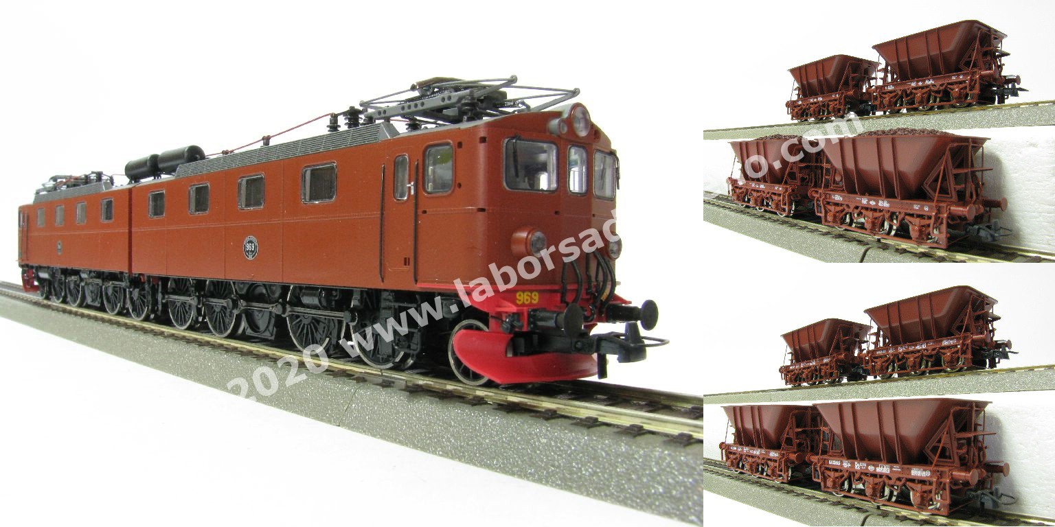 Roco - 73868+67075+67076 Treno trasporto materiale minerale ferrosso SJ ...