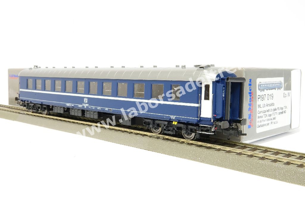 Ls models - 97019 Carrozza letti tipo Ub ex CIWL delle FS, livrea TEN, logo TV, soffietti ...