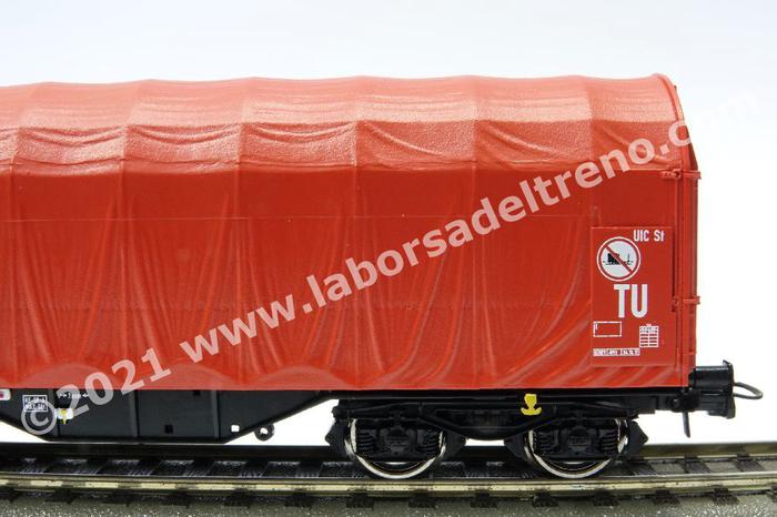 Roco - 76011 Set tre carri telonati per trasporto coils DB AG tipo Shimmns, livrea rossa, uno ...