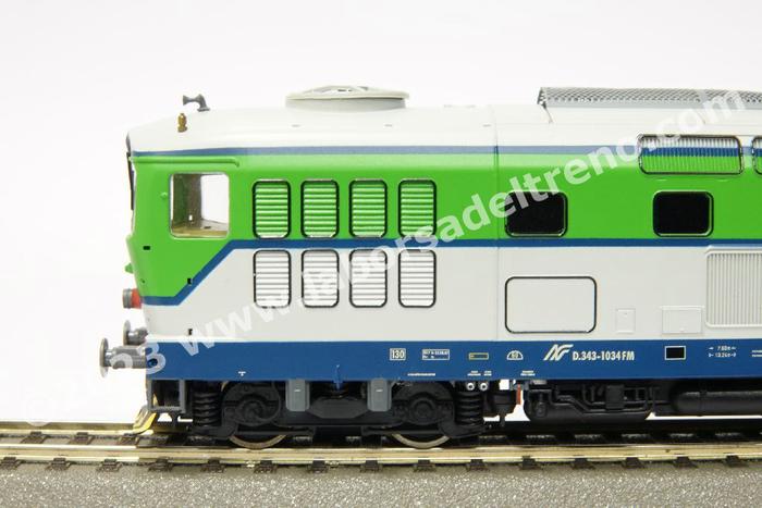 Roco - 62875LED Loco diesel D343 1034 delle FNM, livrea verde/grigia, ep. V - Elaborata con ...