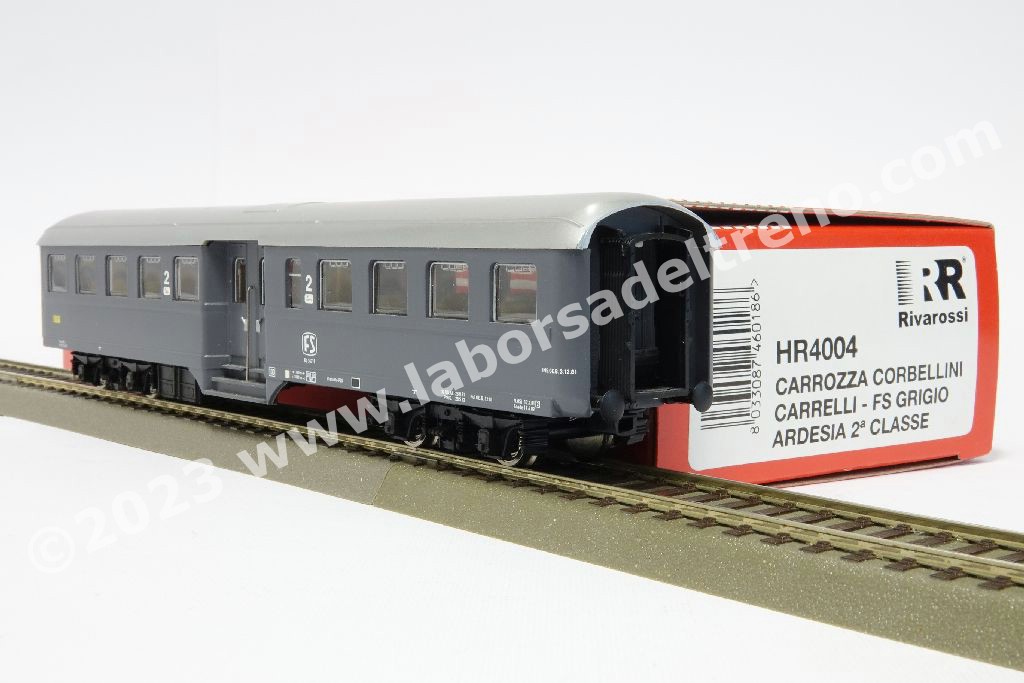 Rivarossi - HR4004 Carrozza tipo Corbellini a carrelli di 2a cl. FS, livrea grigio ardesia ...