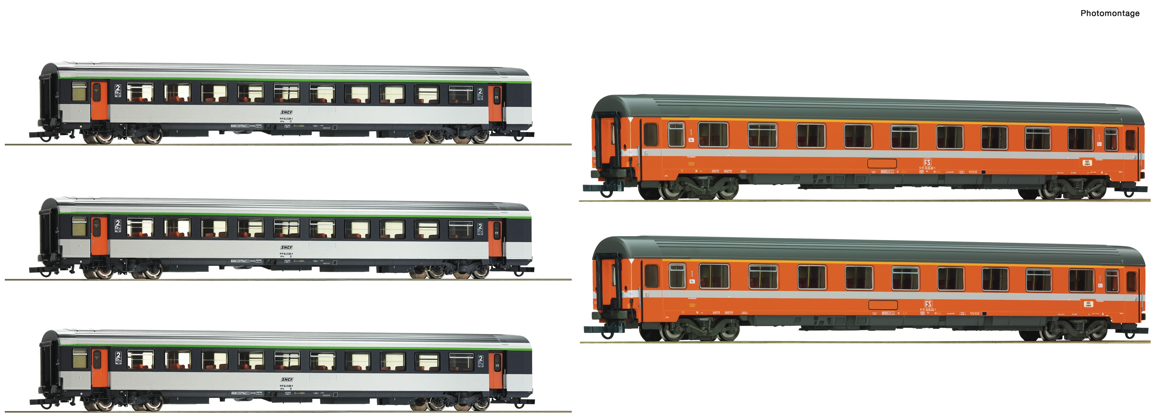 Roco - 74032+74033 Convoglio "EC Mont Cenis" delle FS/SNCF a cinque ...