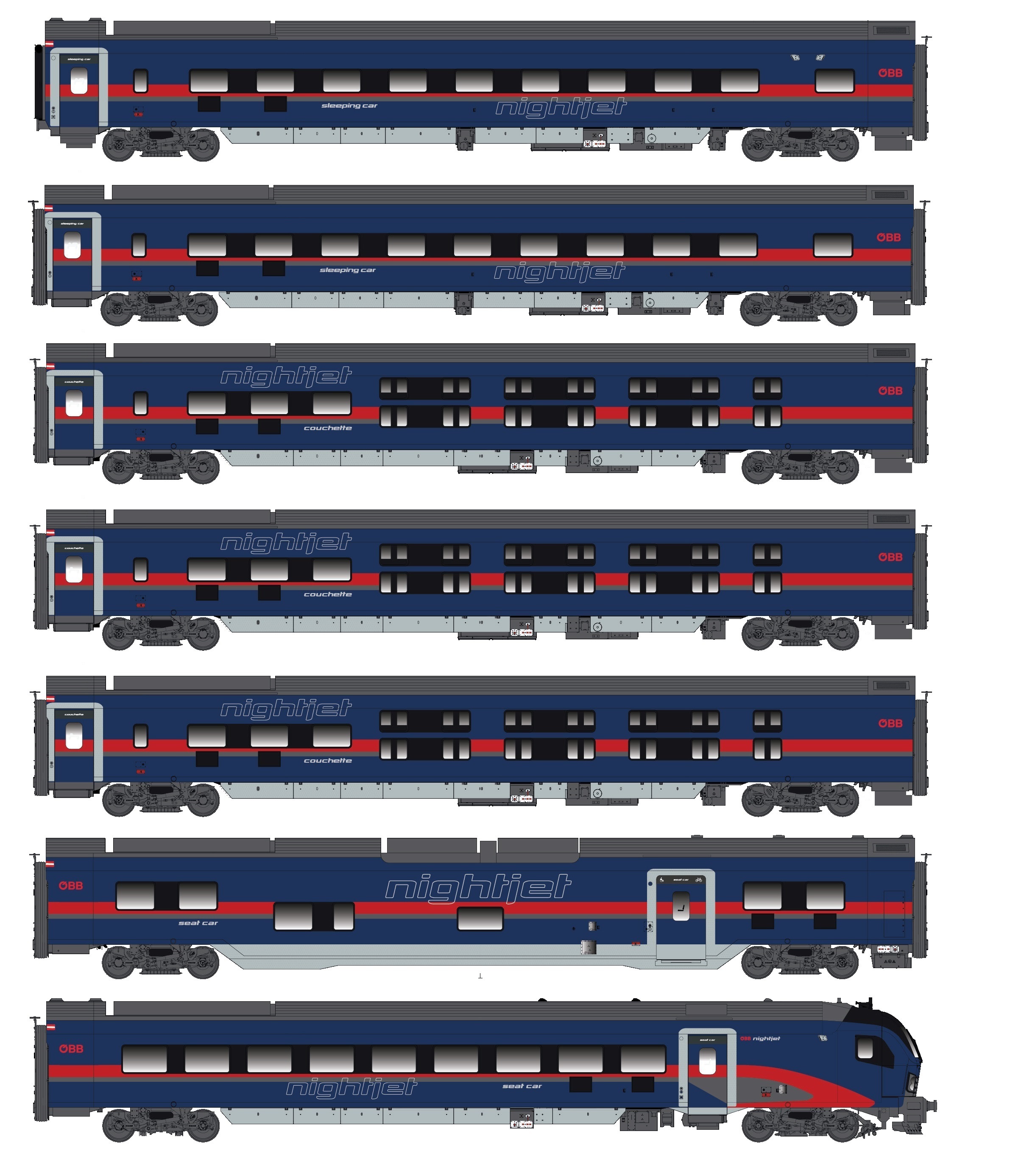 Models world - MW2403 Convoglio 'NightJet 2Gen' delle OBB a 7 elementi ...