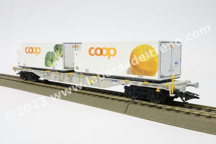 Marklin - 47462 Coppia carri pianale per trasporto container DB AG AAE tipo Sgns, caricati con ...