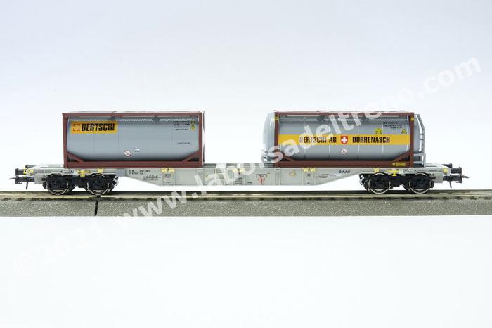 Roco - 77340 Carro pianale a carrelli DB AG AAE tipo Sgns caricato con ...