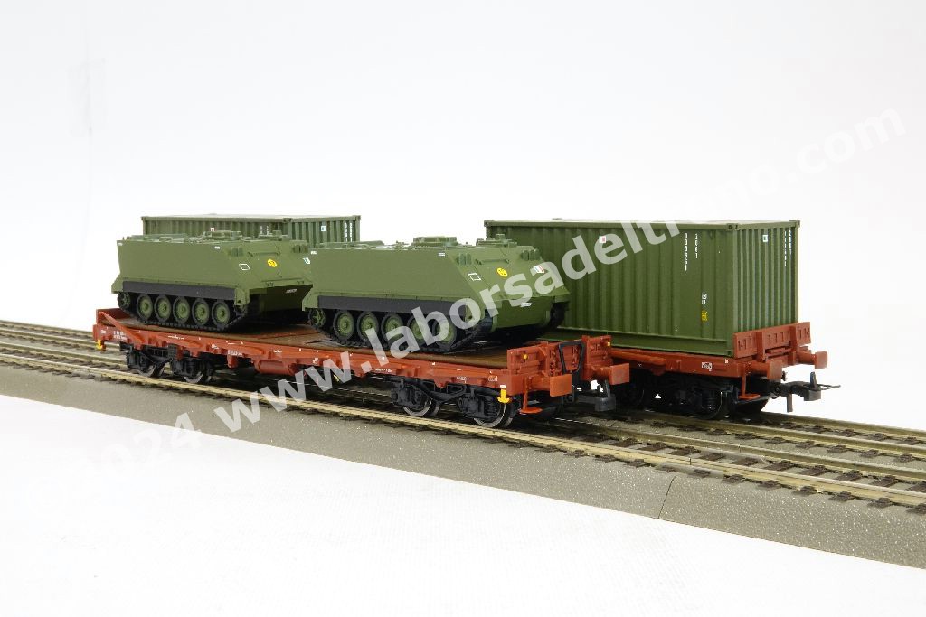 Rivarossi - HR6612 Coppia carri pianali a stanti mobili FS, uno tipo ...