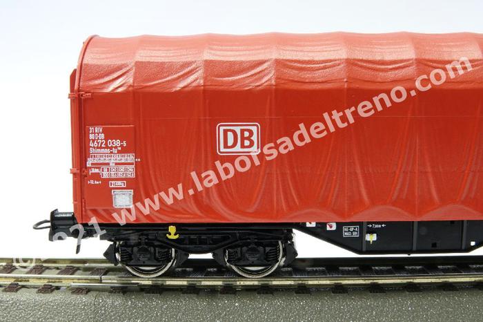 Roco - 76011 Set tre carri telonati per trasporto coils DB AG tipo Shimmns, livrea rossa, uno ...