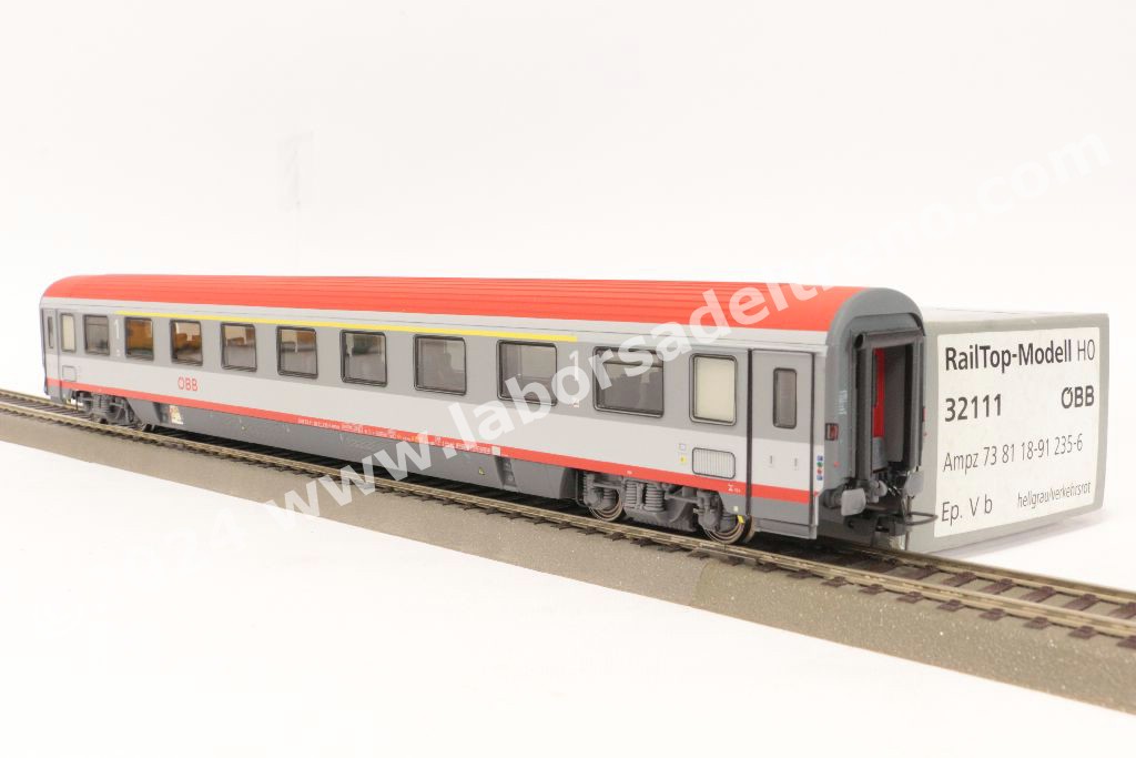 Railtop modelle - 32111 Carrozza a salone OBB tipo EC89 di 1^cl., livrea 'Upgrade' a due toni di ...