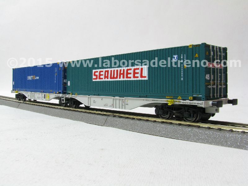 Acme - 40272 Carro intermodale tipo Sggmrss 90 della Hector Rail con due container Seawheel e ...