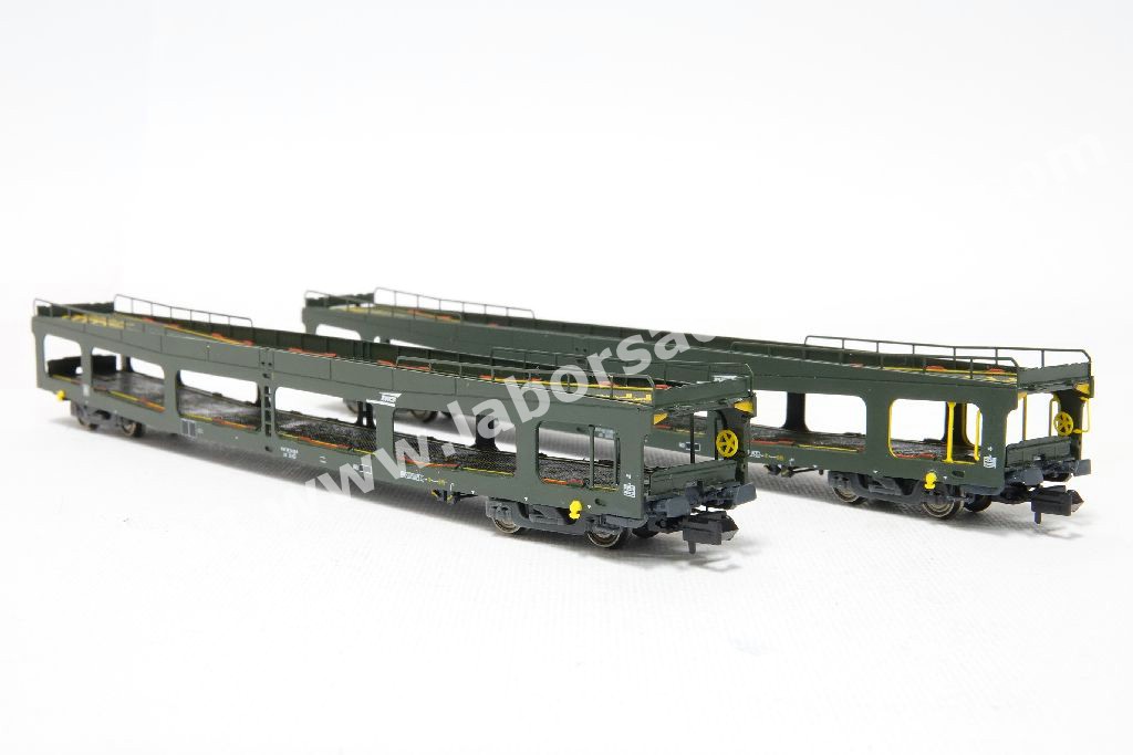 Arnold - HN4347 Coppia carri trasporto auto al seguito SNCF tipo DDm ...