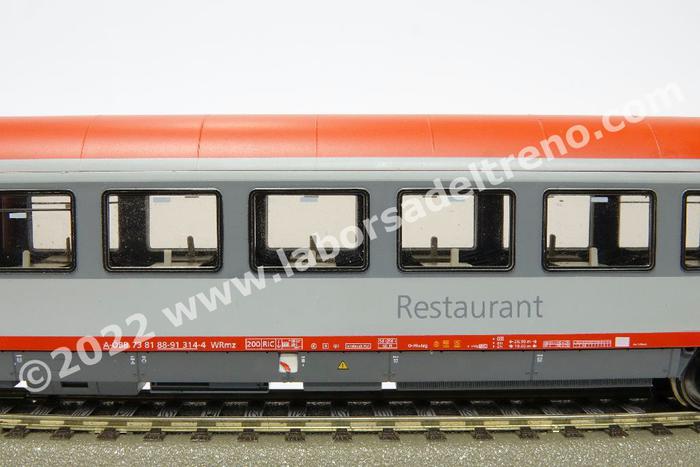 Acme - 52565ILL Carrozza ristorante OBB tipo EC89, livrea 'upgrade' bigrigio tetto rosso, epoca ...