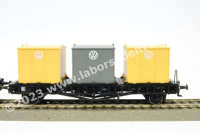 Trix - 24161 Coppia carri pianali a due assi DB tipo Laabs, caricati ...