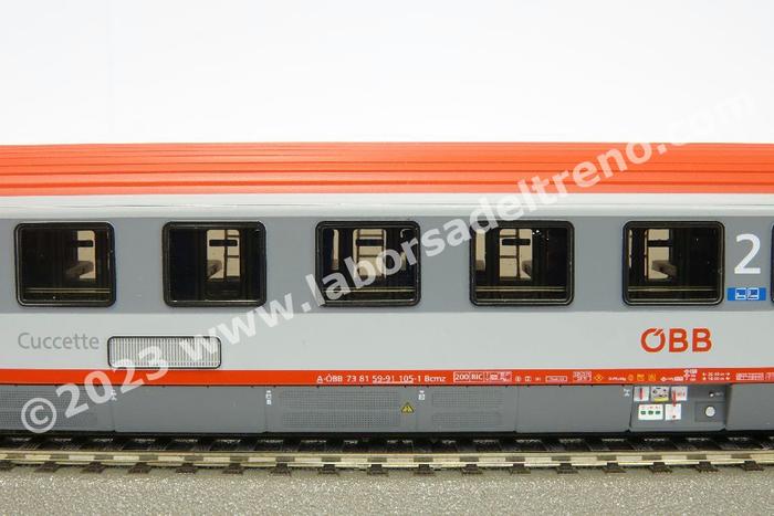Acme - 52555 Carrozza cuccette OBB tipo EC89 Bcmz di 2° classe, livrea bigrigio tetto rosso ...