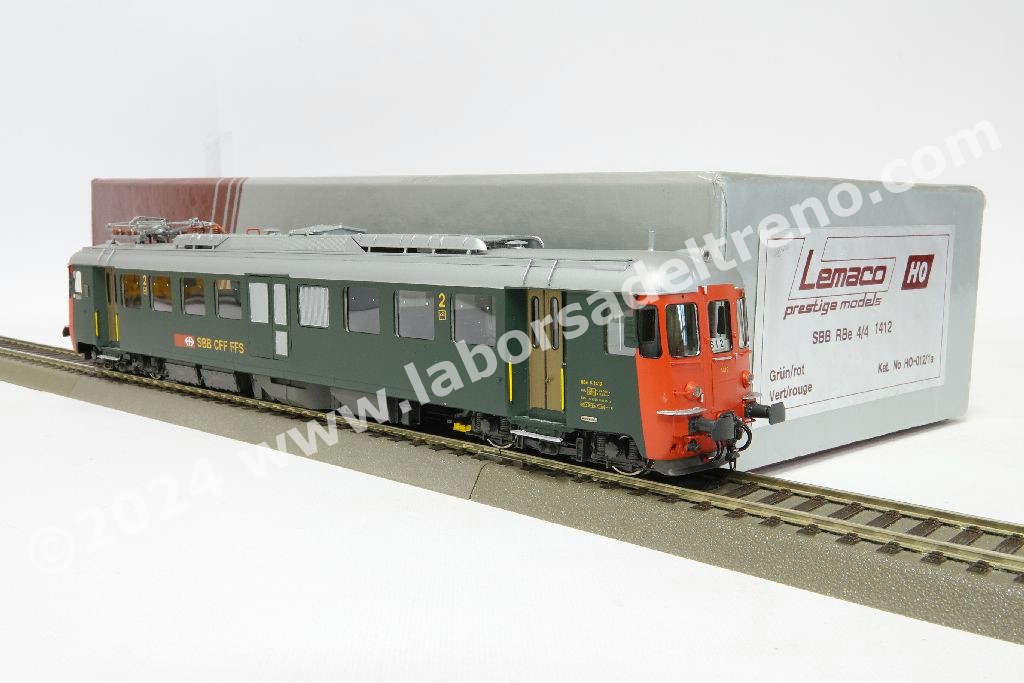 Lemaco - H0-012/1A Elettromotrice SBB RBe 4/4 1412, livrea verde con frontali rossi, logo ...