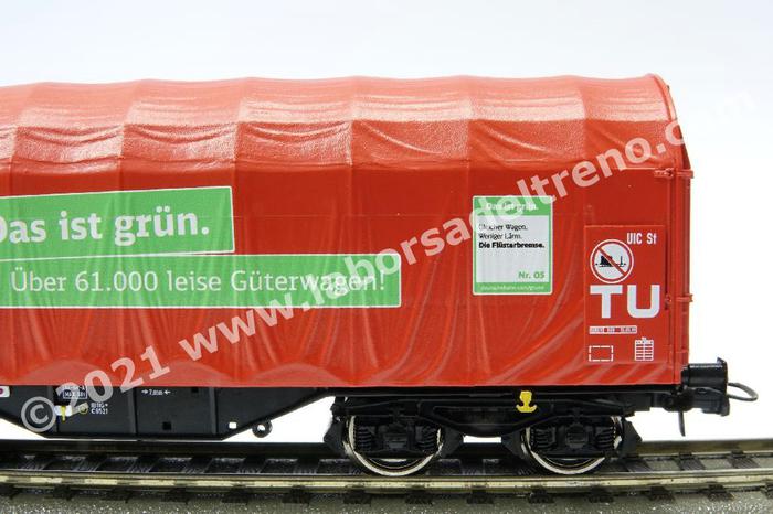 Roco - 76011 Set tre carri telonati per trasporto coils DB AG tipo Shimmns, livrea rossa, uno ...