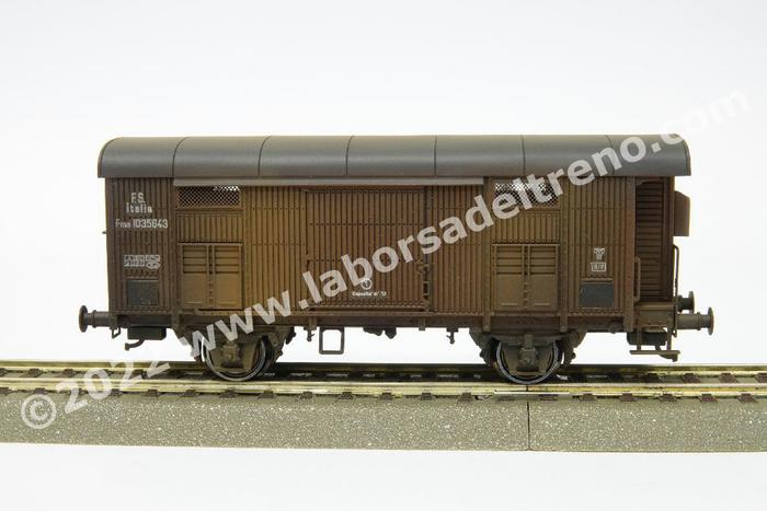 Sagi - M107 carro chiuso a due assi FS Italia, tipo Fma, cassa in legno ...