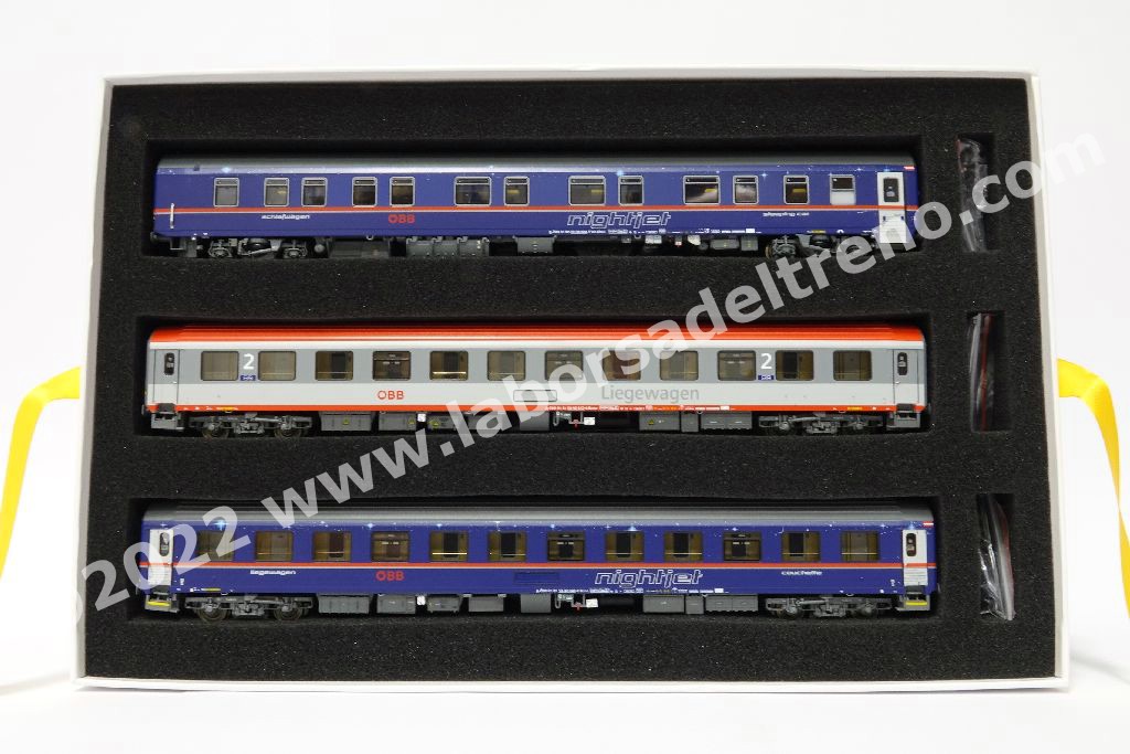 Ls models - 97023 Set NightJet EN 295 München-Roma/Milano delle OBB a 5 elementi con 2 WLABmz ...