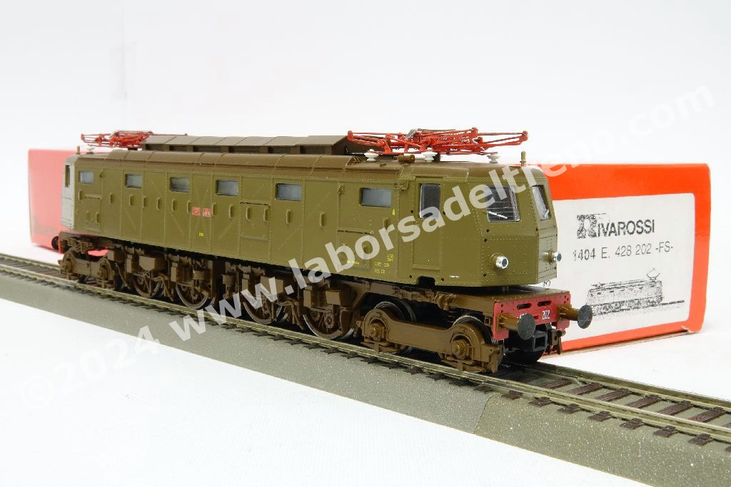 Rivarossi - 1404 Locomotiva elettrica FS E 428 202, di 3^ serie, livrea castano/isabella, Epoca IV