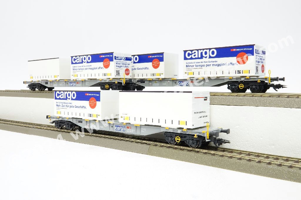 Marklin - 47463 Set tre carri pianali per trasporto intermodale SBB ...
