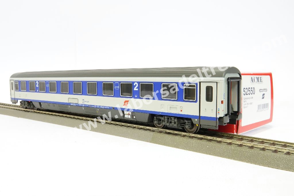 Acme - 52550 Carrozza cuccette OBB tipo EC89 Bcmz di 2° classe, livrea di origine blu/grigio con ...
